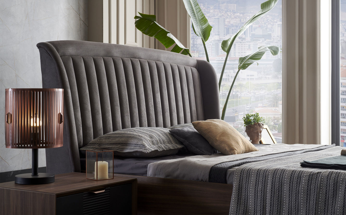 MESITA DE NOCHE GARNETH ANTRACITA - Alfemo